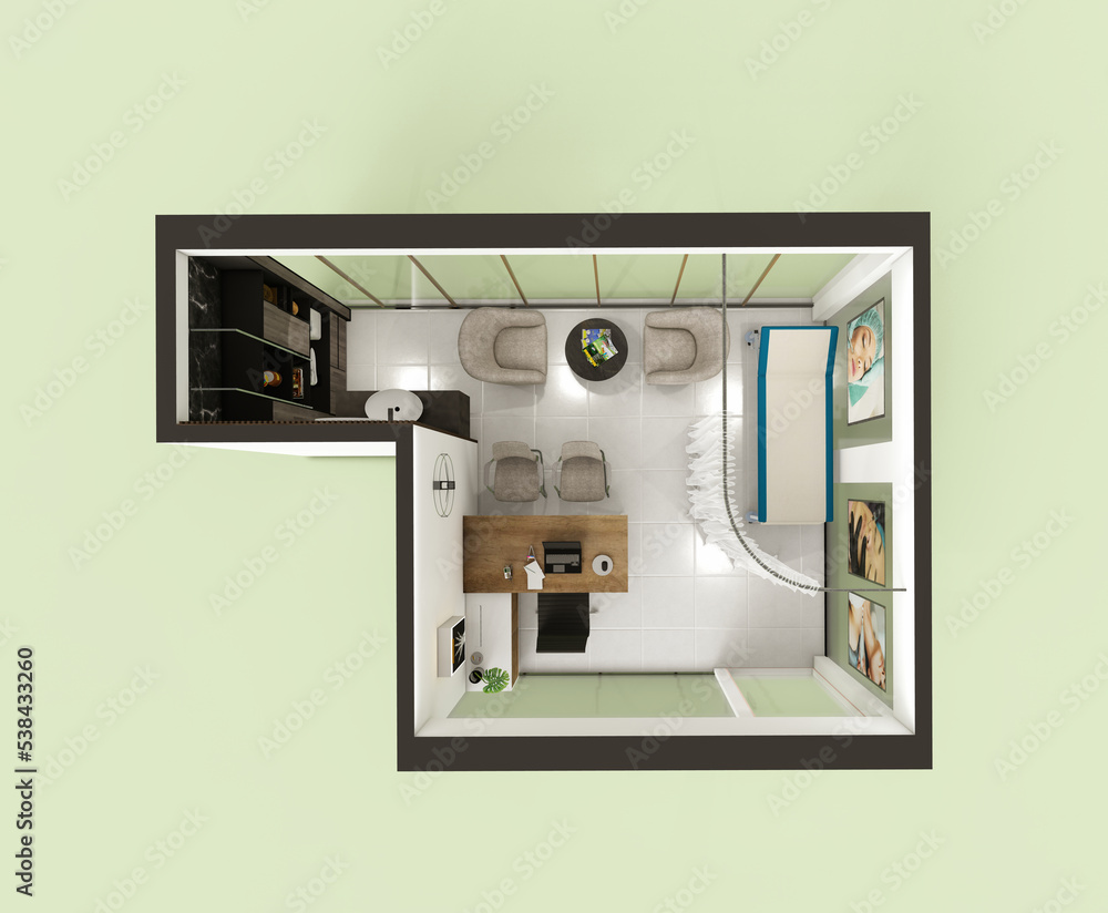 Surgery clinic doctors office isometric floor plan top view Stock ...