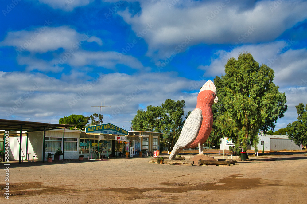 Kimba, Australia, 3-25-2011. Statue of the Big Galah on a square of the ...