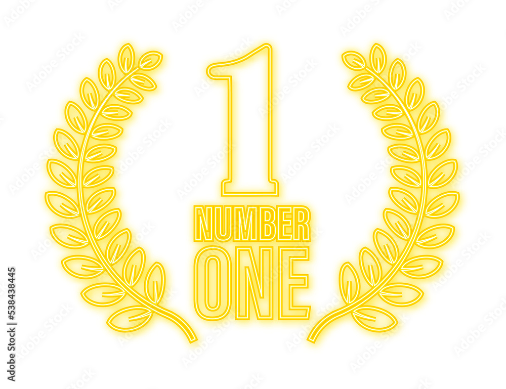 Number one for game design. Award ribbon gold icon number. Contest ...