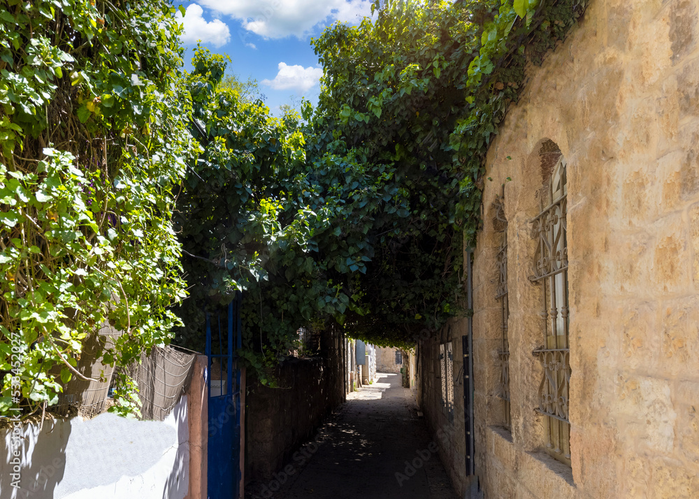 Israel, Jerusalem old narrow streets of Nahlaot historic neighborhood ...