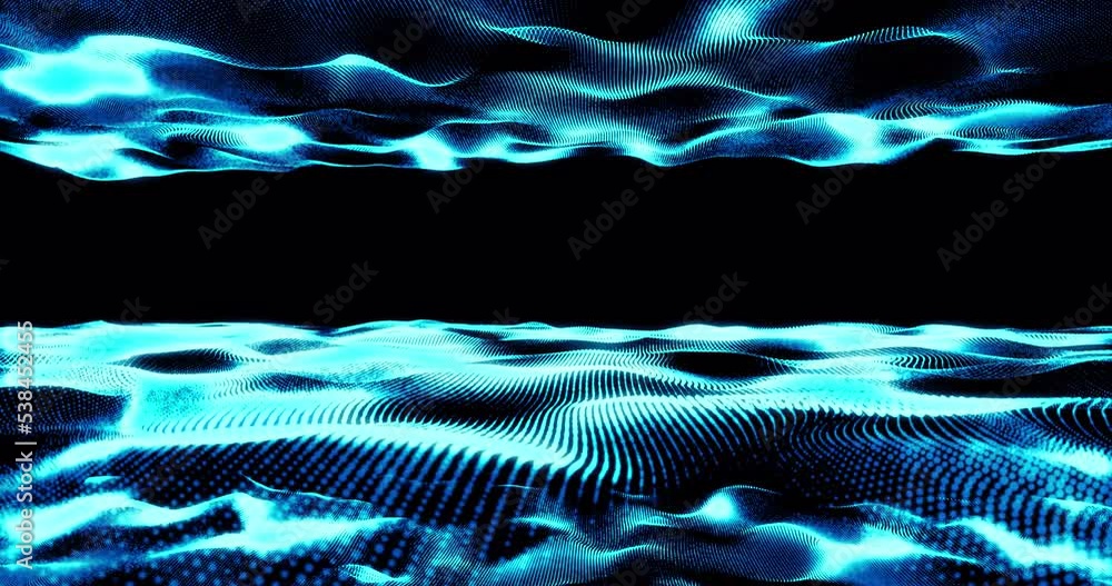 Abstract background with blue moving flying lines, waves of digital hi ...