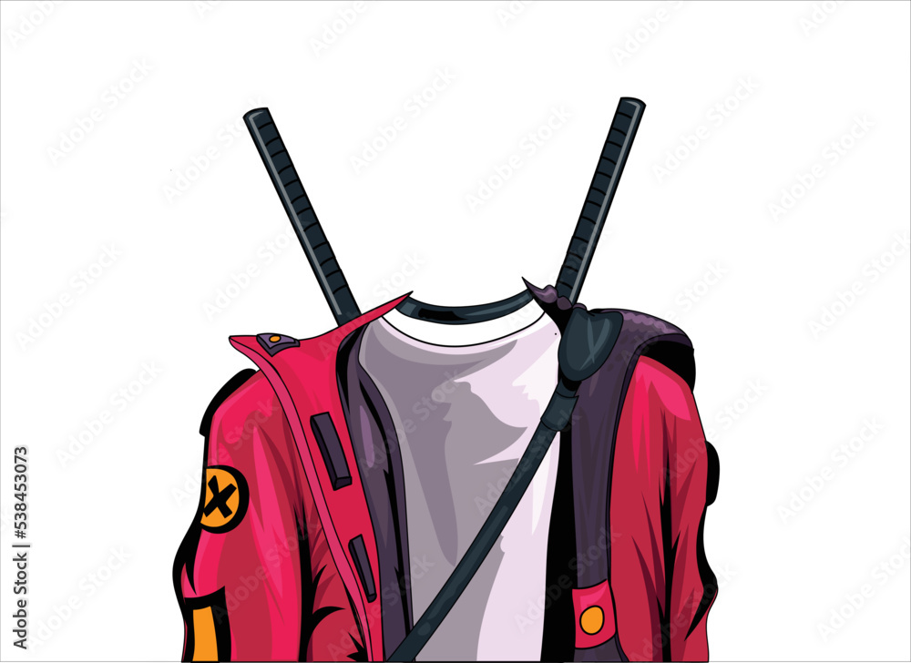Jacket with ninja sword NFT, traits .vector illustration of outfit for ...