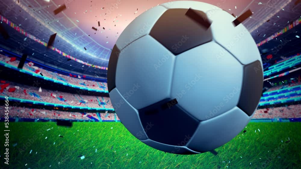 Video Stock Football Stadium. The soccer ball rises up in the middle of ...