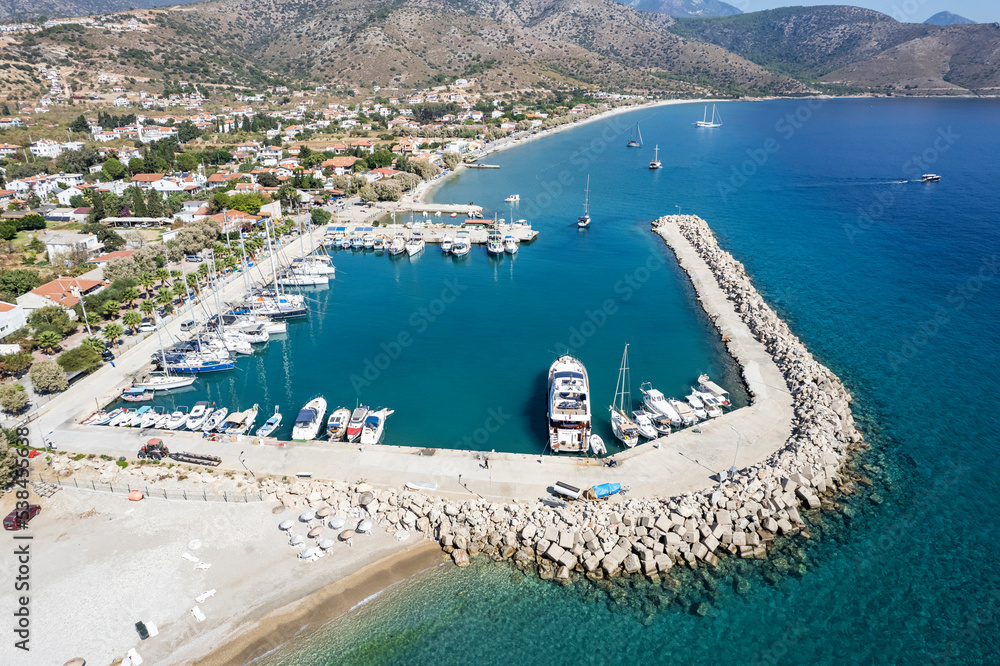 Amazing aerial photo of Datca peninsula, indented coastline between of ...