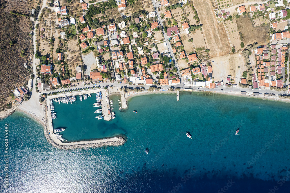 Amazing aerial photo of Datca peninsula, indented coastline between of ...