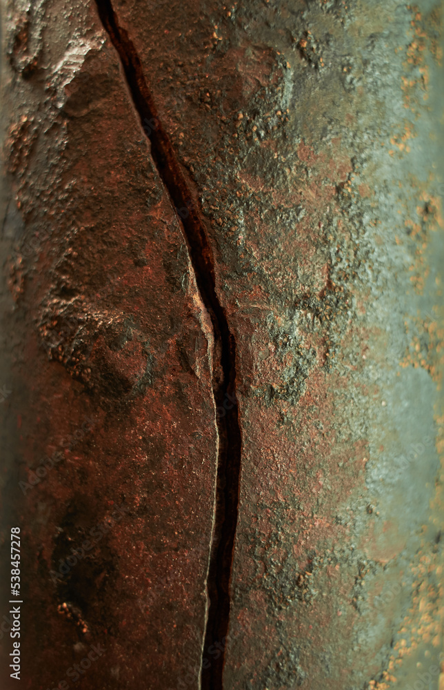 Close-up of corroded steel pipe, corrosion of steel, general corrosion ...