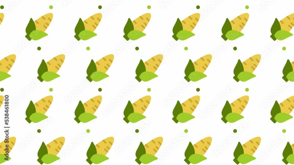 Pattern background with corns. Corns vegetable animation. Cute pattern ...