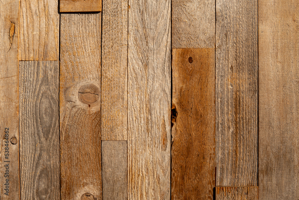 Vertical wooden brown bars background. Texture of the light pine boards ...