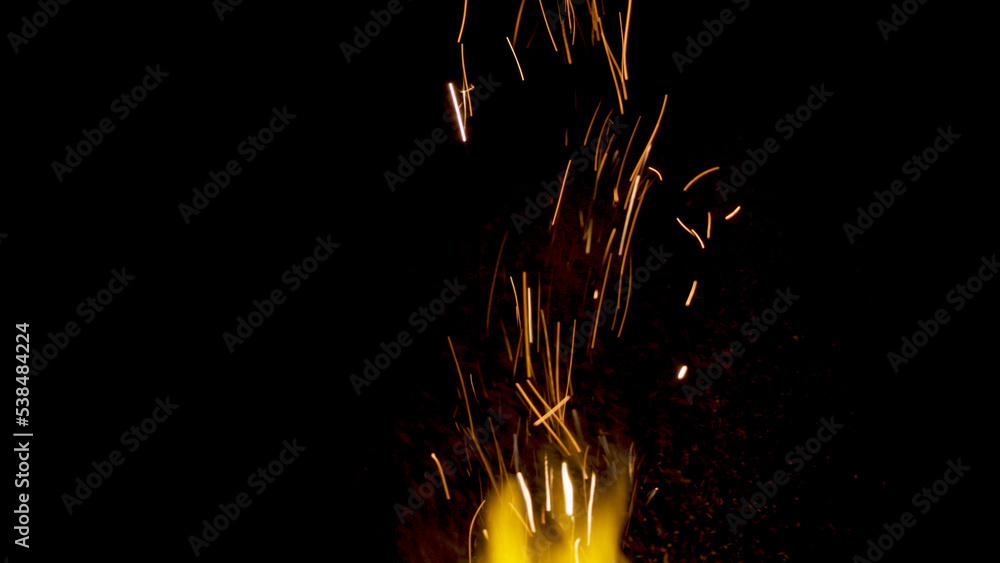 Overlay fire sparks bonfire embers. Burning red hot flying sparks fire ...