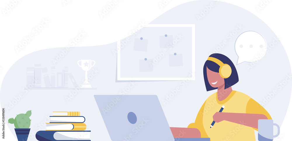 Teaching and learning concept. child, girl, boy, student. online ...