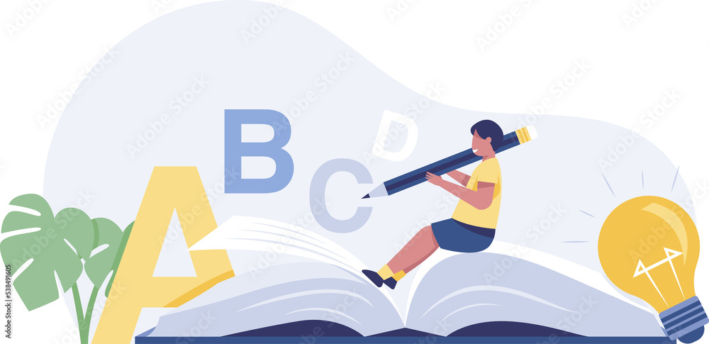 Teaching and learning concept. child, girl, boy, student. online ...