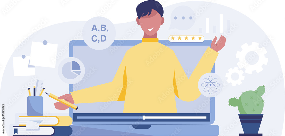 Teaching and learning concept. child, girl, boy, student. online ...