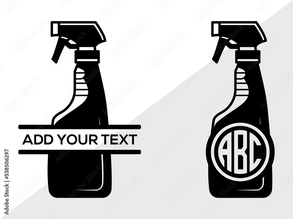 Spray Bottle Mnogram SVG, Split Mnogram SVG, Cleaner Spray Svg, Maid ...