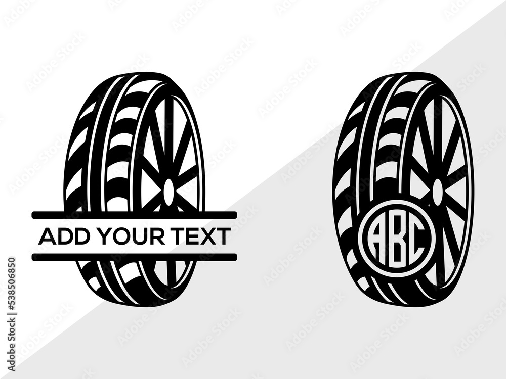 Vetor do Stock: Tire With Wheel Monogram SVG, Split Monogram SVG, Tires ...