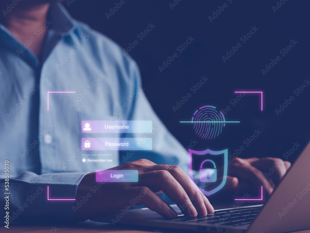 Person's finger log in the high security system by finger scan or user ...