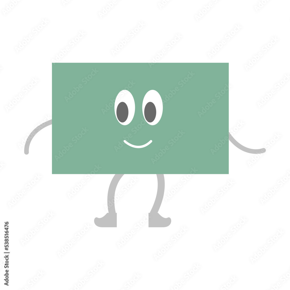 Rectangle cartoon geometric shape for kids to learn basic math ...