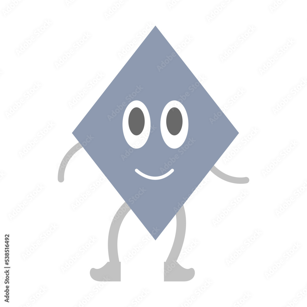 Rhombus cartoon geometric shape for kids to learn basic math education ...
