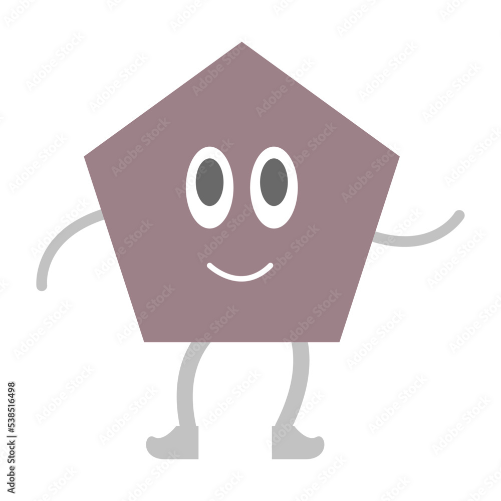 Pentagon cartoon geometric shape for kids to learn basic math education ...