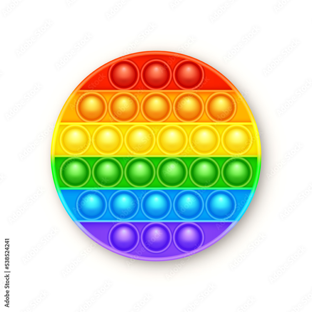 Colorful silicone anti-stress pop it toy isolated on white background ...