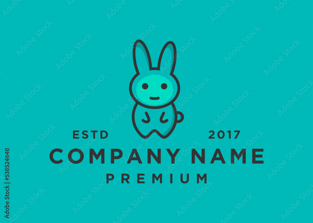 cartoon rabbit logo design vector illustration template Stock Vector ...