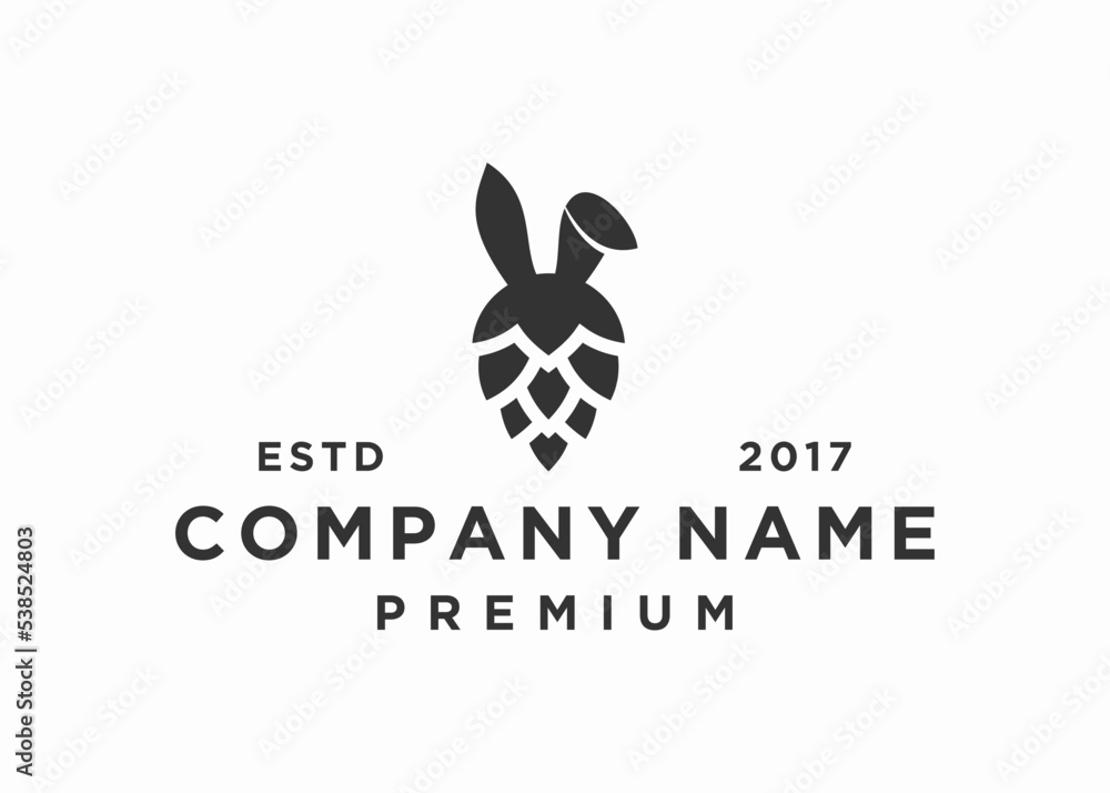 beer rabbit logo design vector illustration template Stock Vector ...
