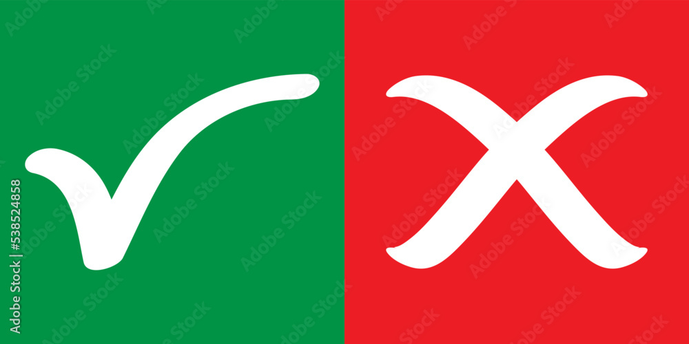 Set of Check and cross mark, yes and no symbol vector illustration, bad ...