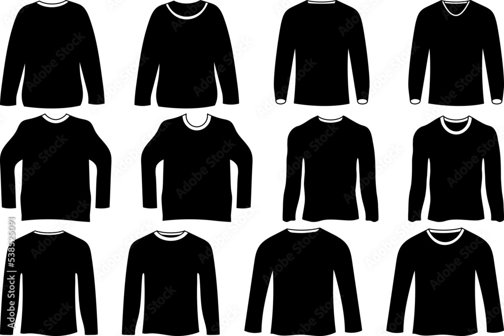 Long Sleeve Tshirt SVG, Tshirt Silhouette, Plain Tshirt Svg, Tshirt ...