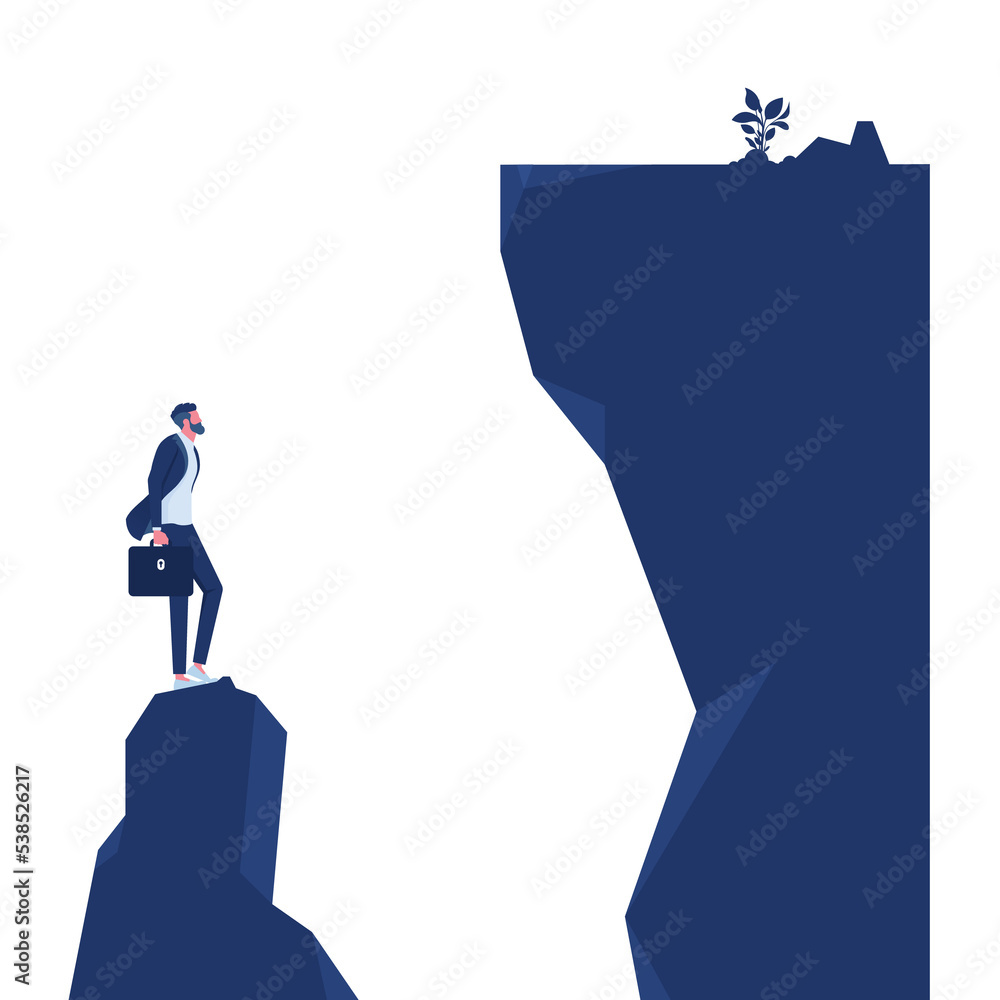 problem and facing challenge concept, Businessman on edge of ravine ...
