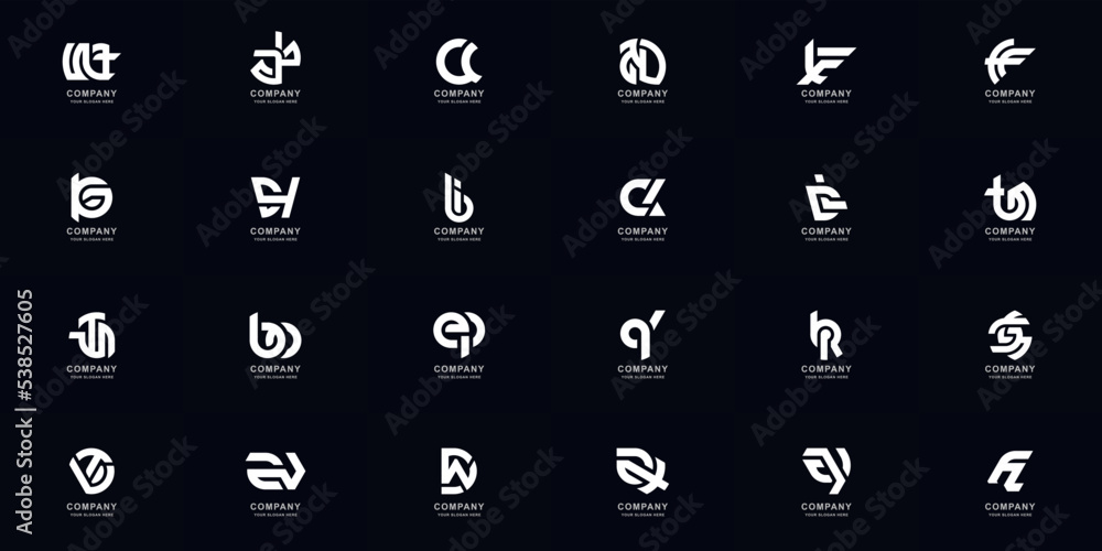 Collection full set abstract combine letter a - z monogram logo design ...