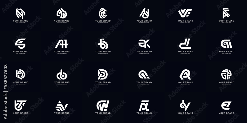 Collection full set abstract combine letter a - z monogram logo design ...