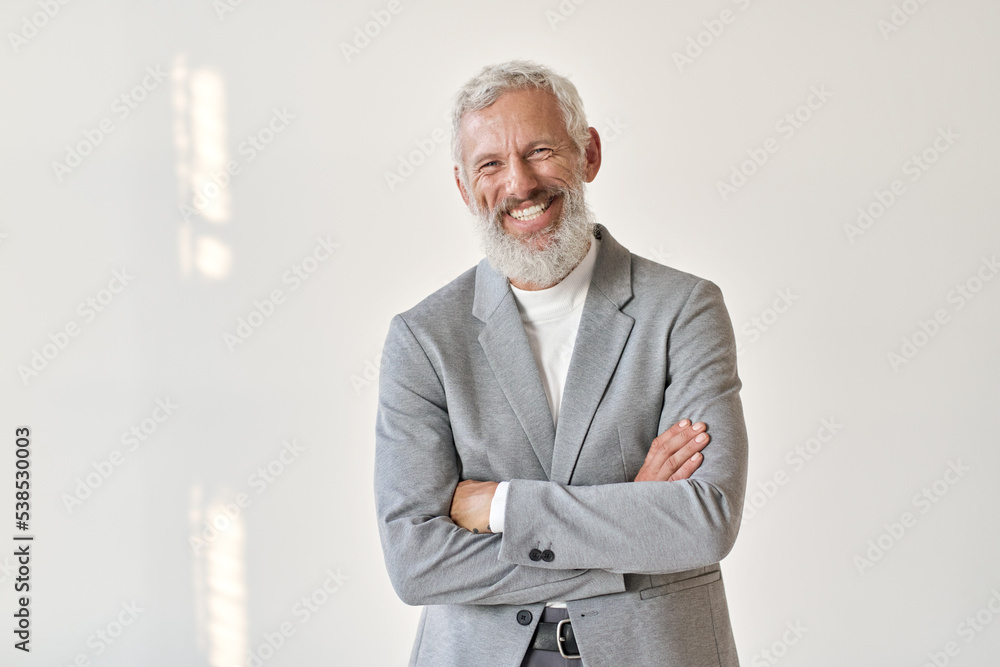 Happy laughing old bearded business man leader executive, smiling ...
