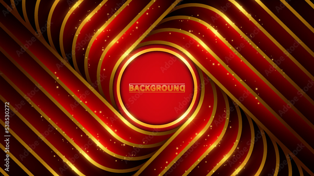 abstract background gold circle and gradient red backdrop within gold ...