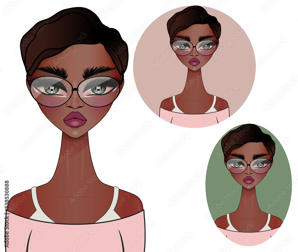 Cute and casual African American ethnic student girl with reading ...