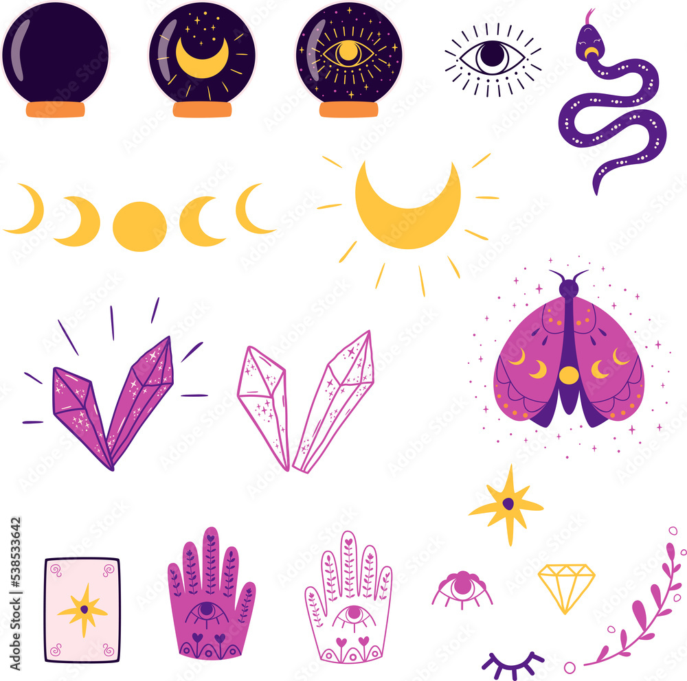 PNG, transparent, Magic set. Alchemy set. Mystic set Witch elements ...