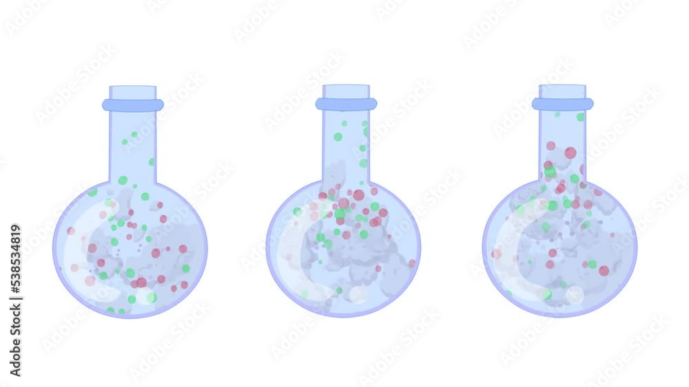 Chemicals liquid flask, tube background and 2d animation, laboratory ...