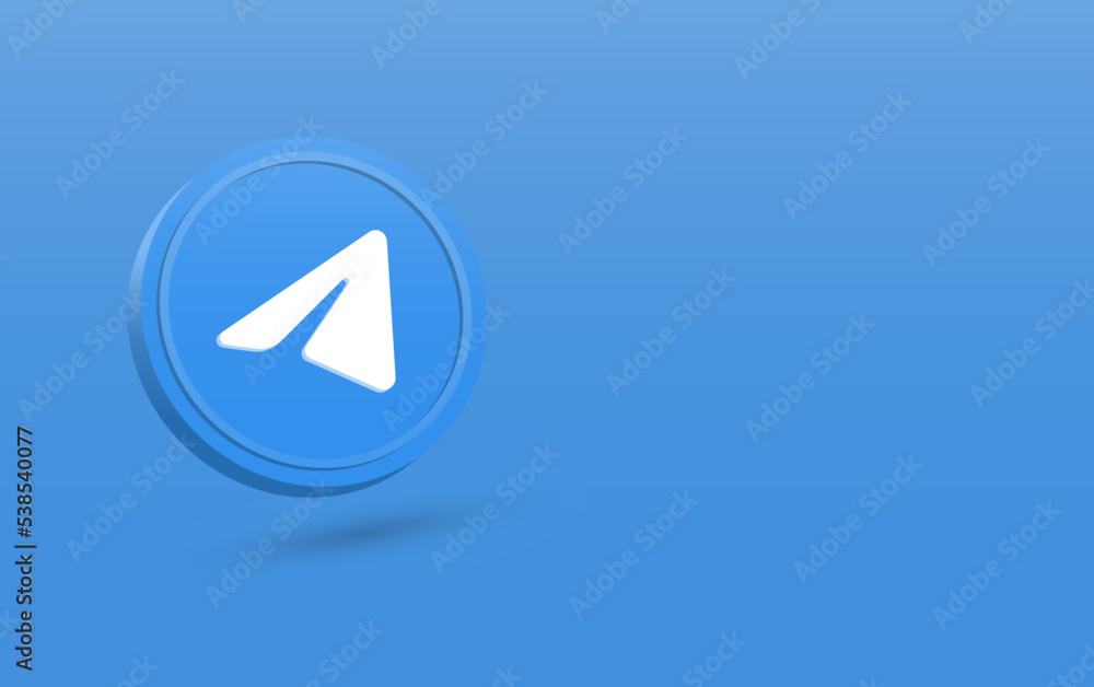 3d telegram logo isolated on blue background . telegram circle button ...