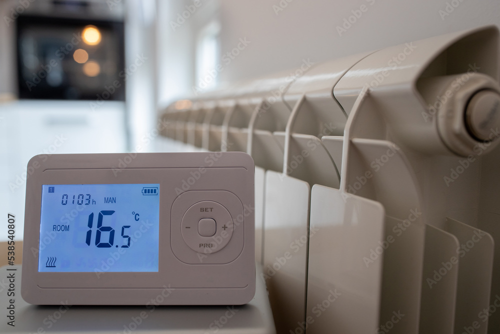 Thermostat control panel in cold room in gas restriction period Stock ...