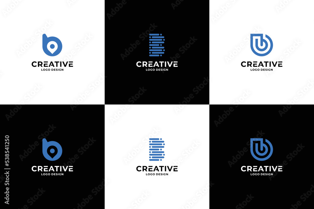 Letter B logo design collections. Modern letter B, symbol B logo vector ...