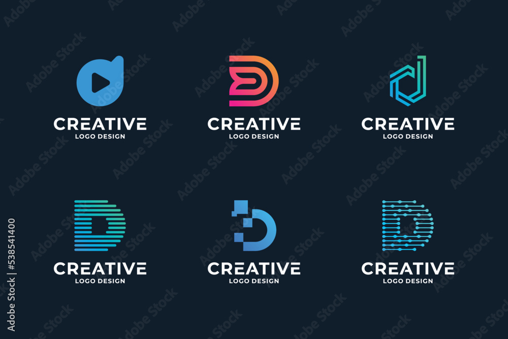 Collection of letter D logo design. Letters D logo symbol vector ...