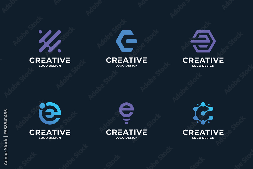 Set Of abstract letter E logo design vector. Letter E collection for ...