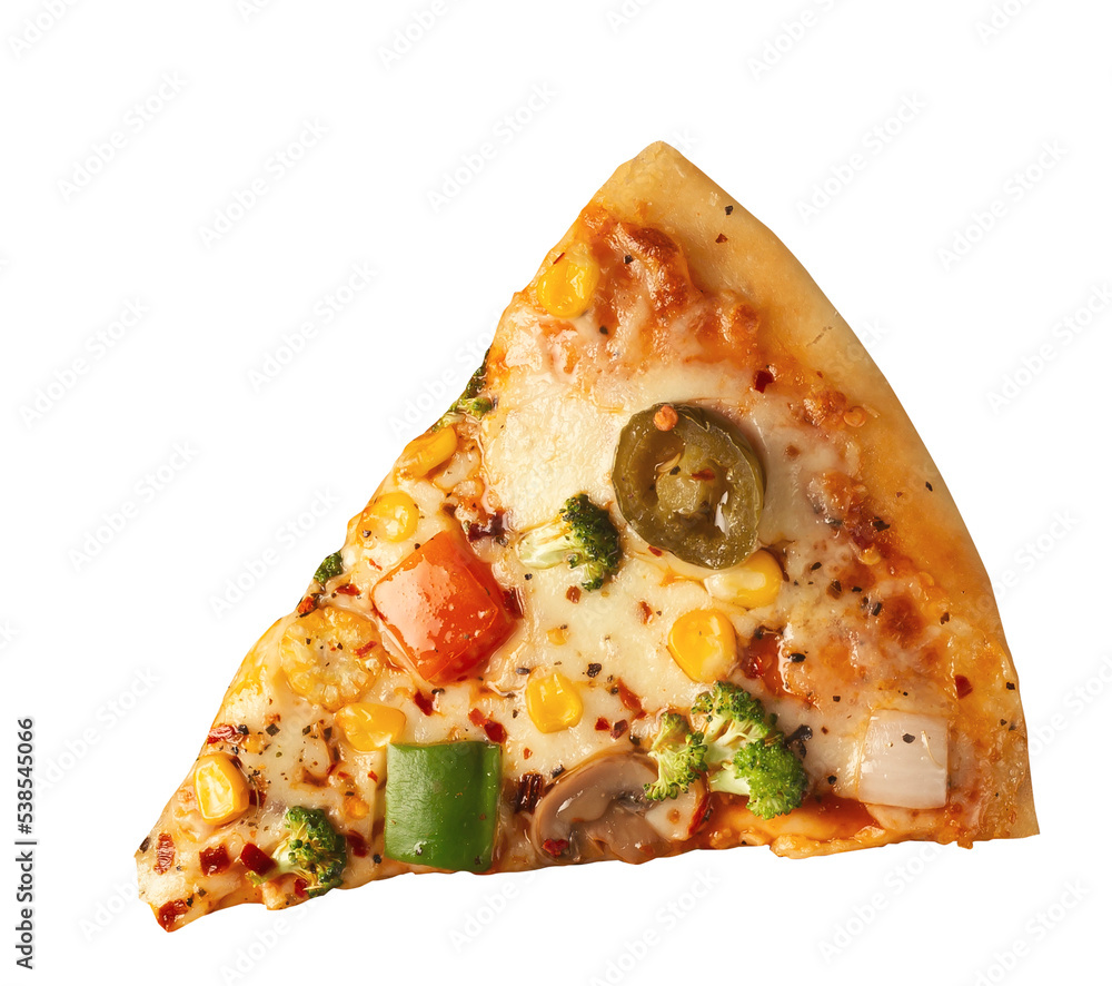 Tasty pizza on transparent background. Slice of vegetables pizza on ...