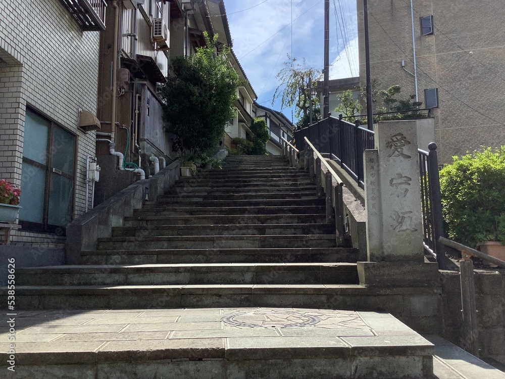 Atago-zaka is a slope of stone steps made of Shakudani stone that leads ...