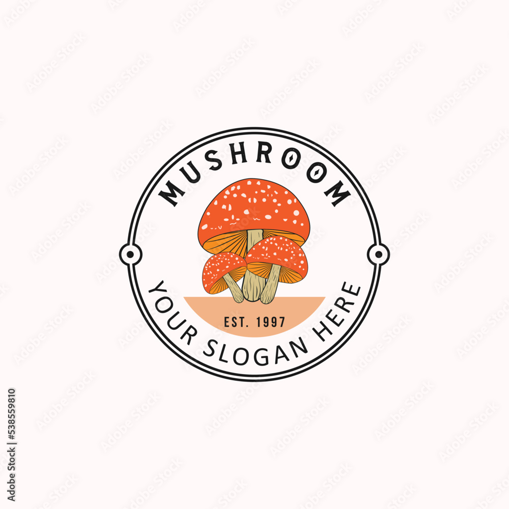organic farm. Mushroom farm logo template, Vector illustration for icon ...