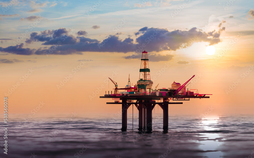 Poster Offshore oil rig, drilling rig, jack up rig, oil platform at the ...