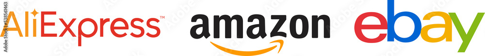 Aliexpress, Ebay, Amazon - popular online store logos. Popular logos on ...
