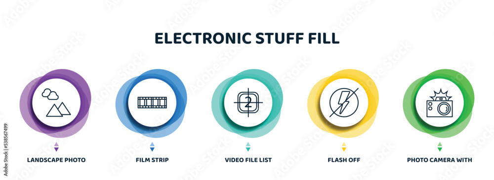 Editable Thin Line Icons With Infographic Template Infographic For Electronic Stuff Fill