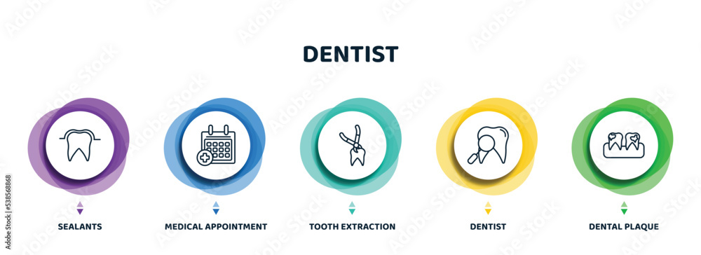editable thin line icons with infographic template. infographic for dentist concept. included ...