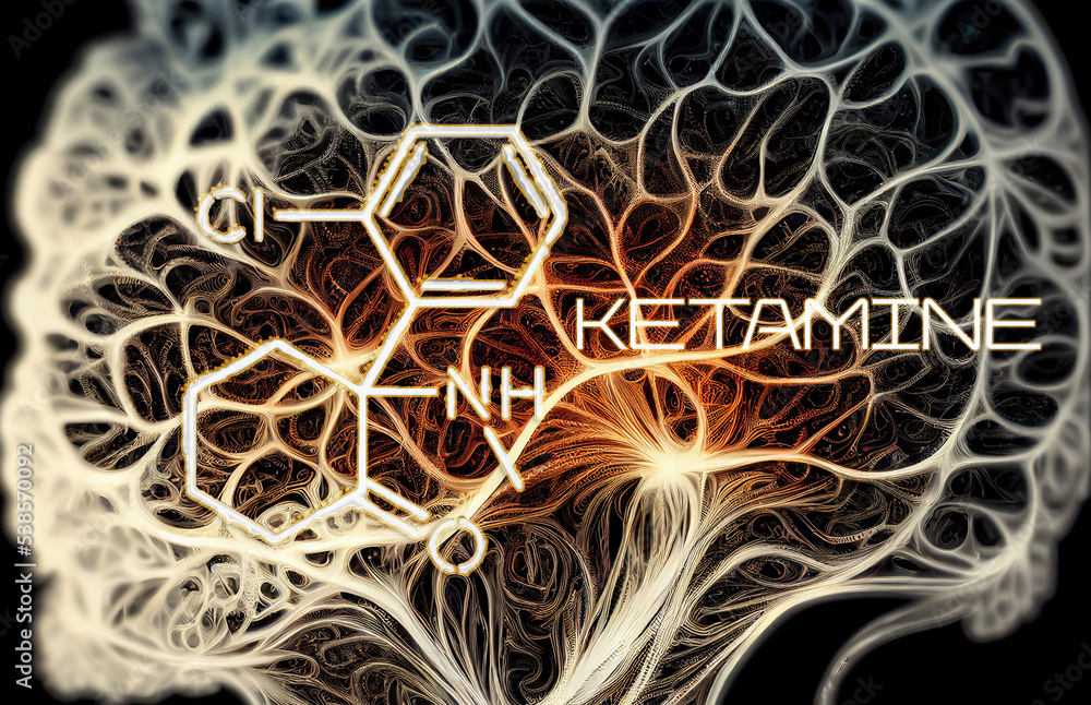 Ketamine. Dissociative ketamine. Chemical formula, molecular structure ...