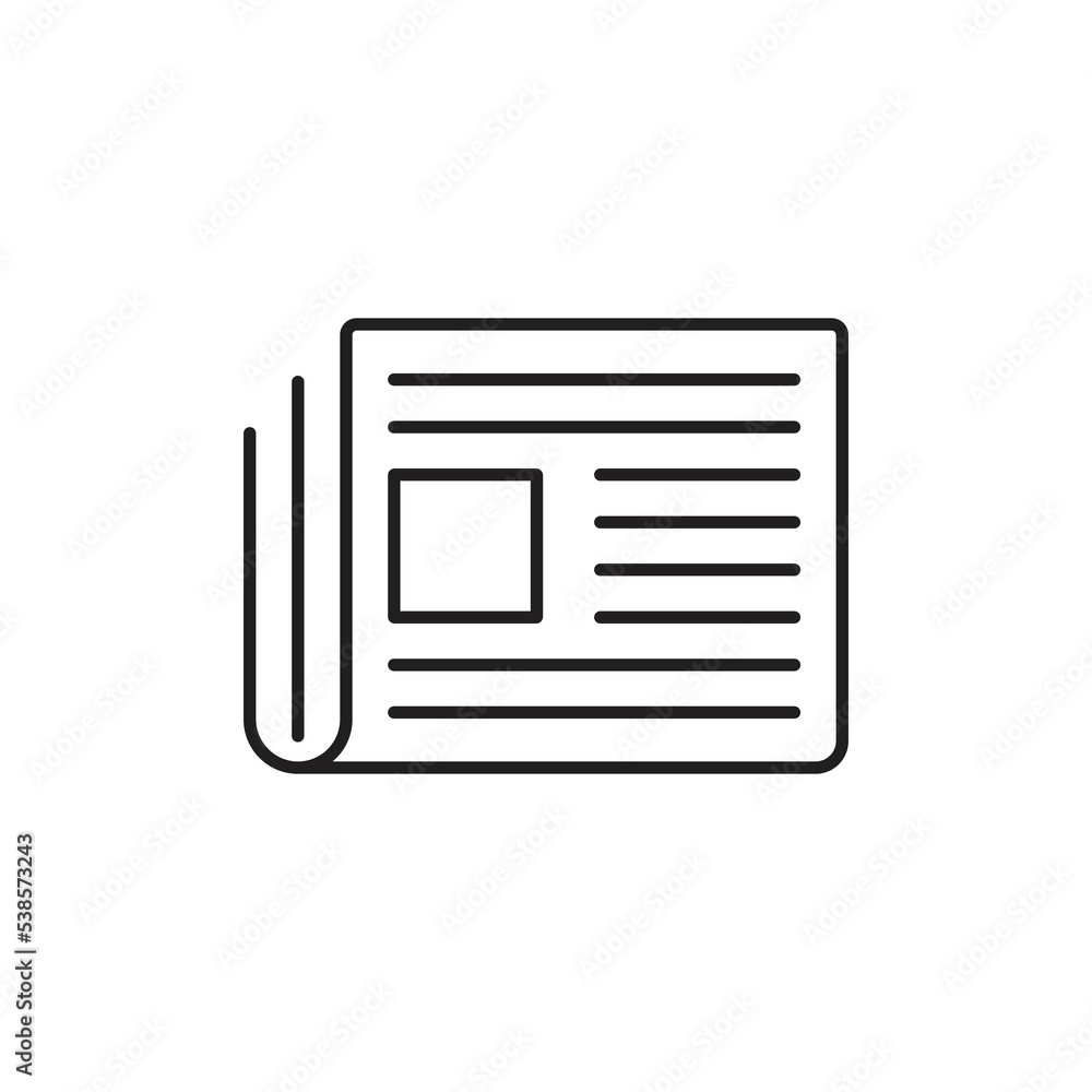 eps10 black vector article or newspaper line art icon isolated on white ...
