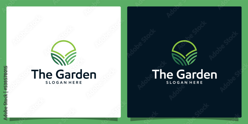 Farmland logo design template with abstract lines, green field symbol ...